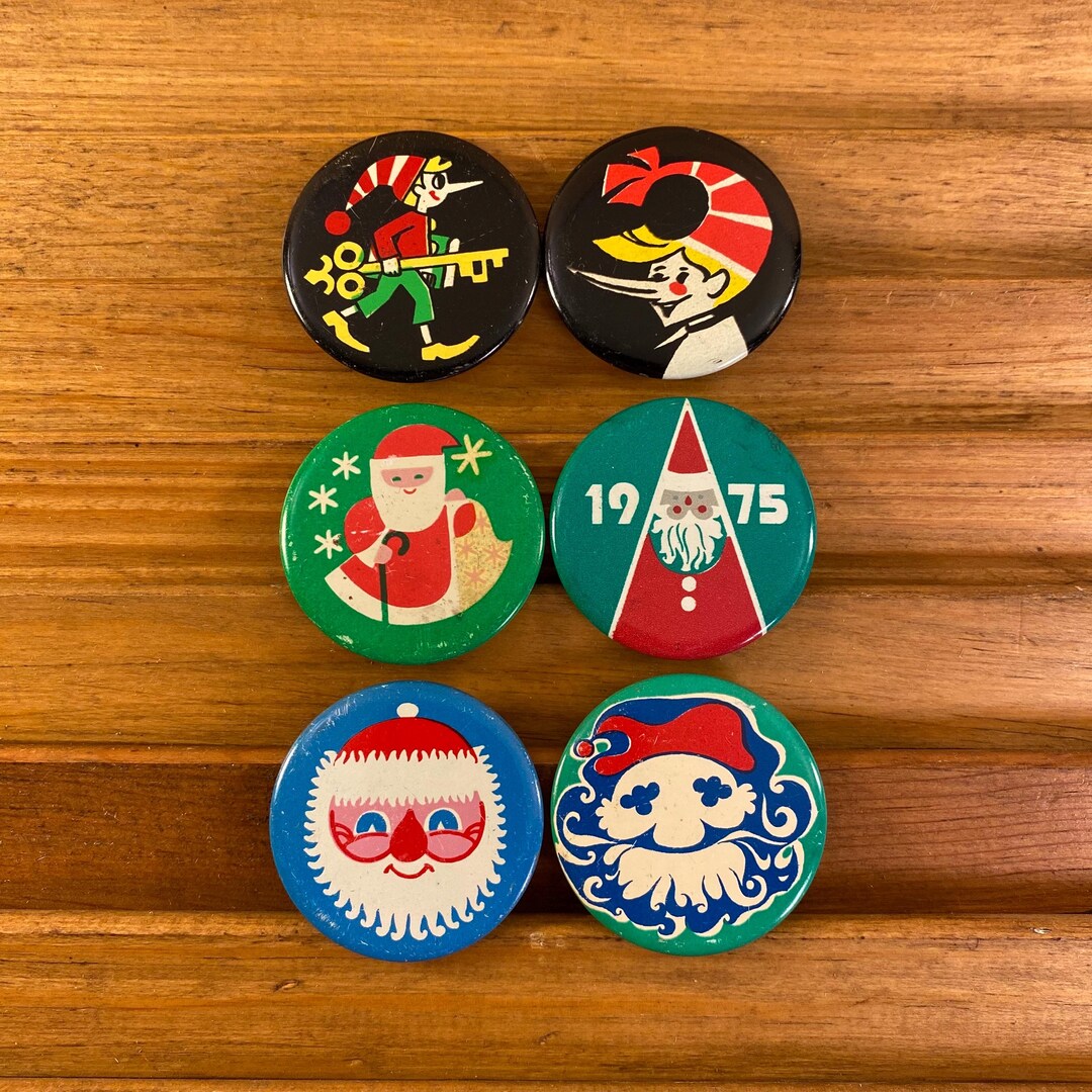 6 Qty Christmas USSR Pins, Santa Claus Pin, Elf Button, Holiday 1970s ...