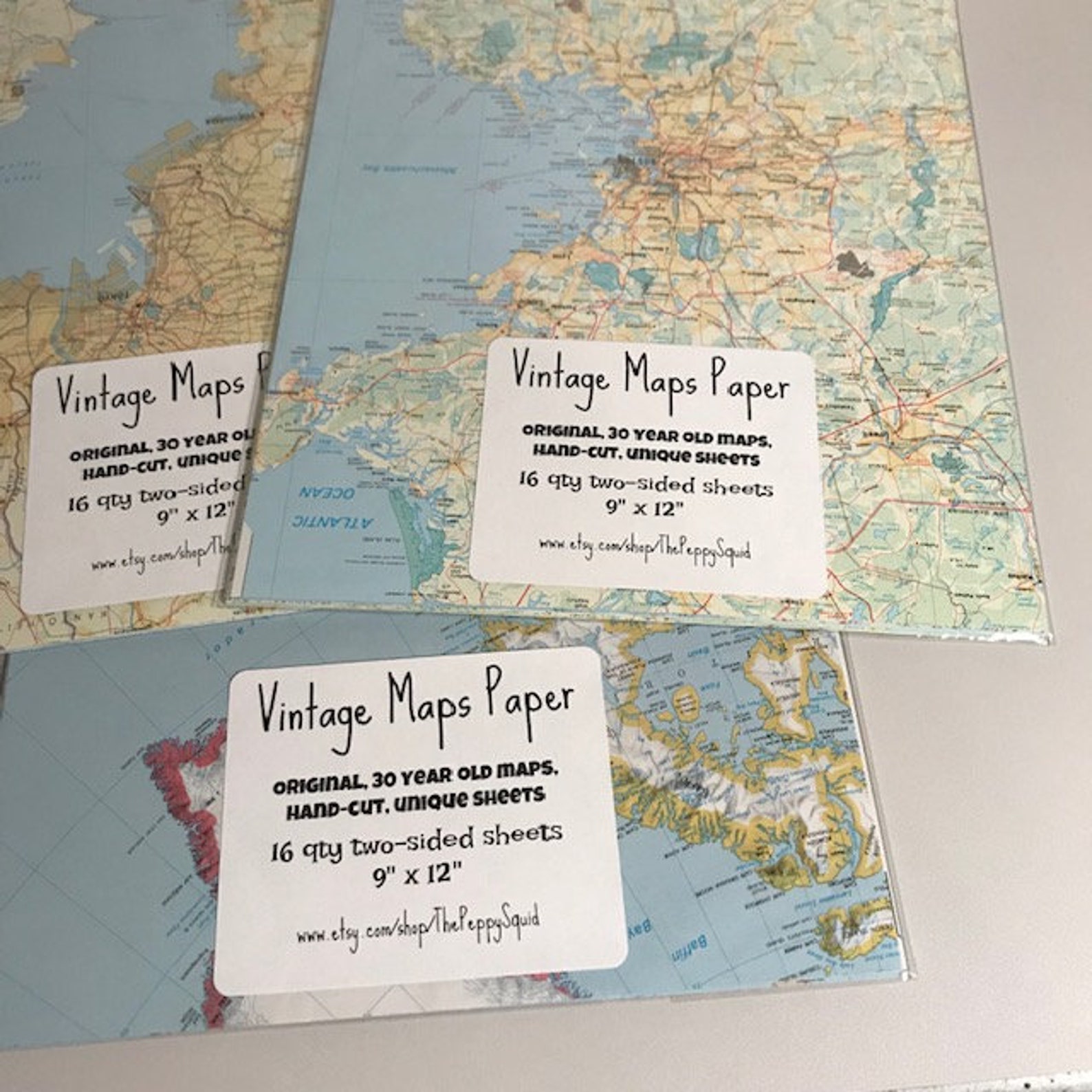 1980s, 9" X 12", 16 Pack Old Maps Paper, Two-sided, Vintage ...