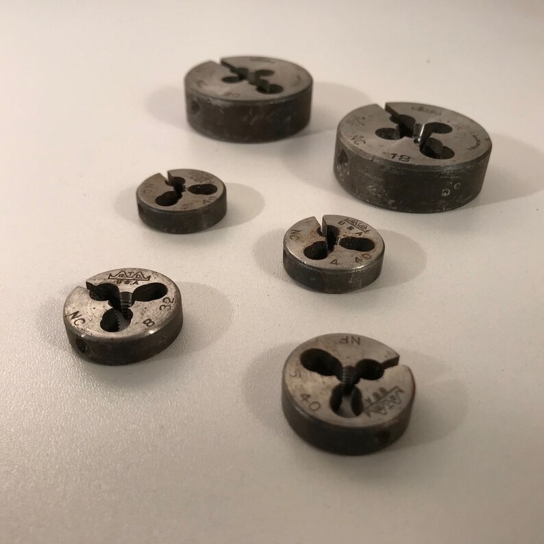 Old GTD Adjustable Round Threaded Dies, 12 Piece Set in Wood Storage ...