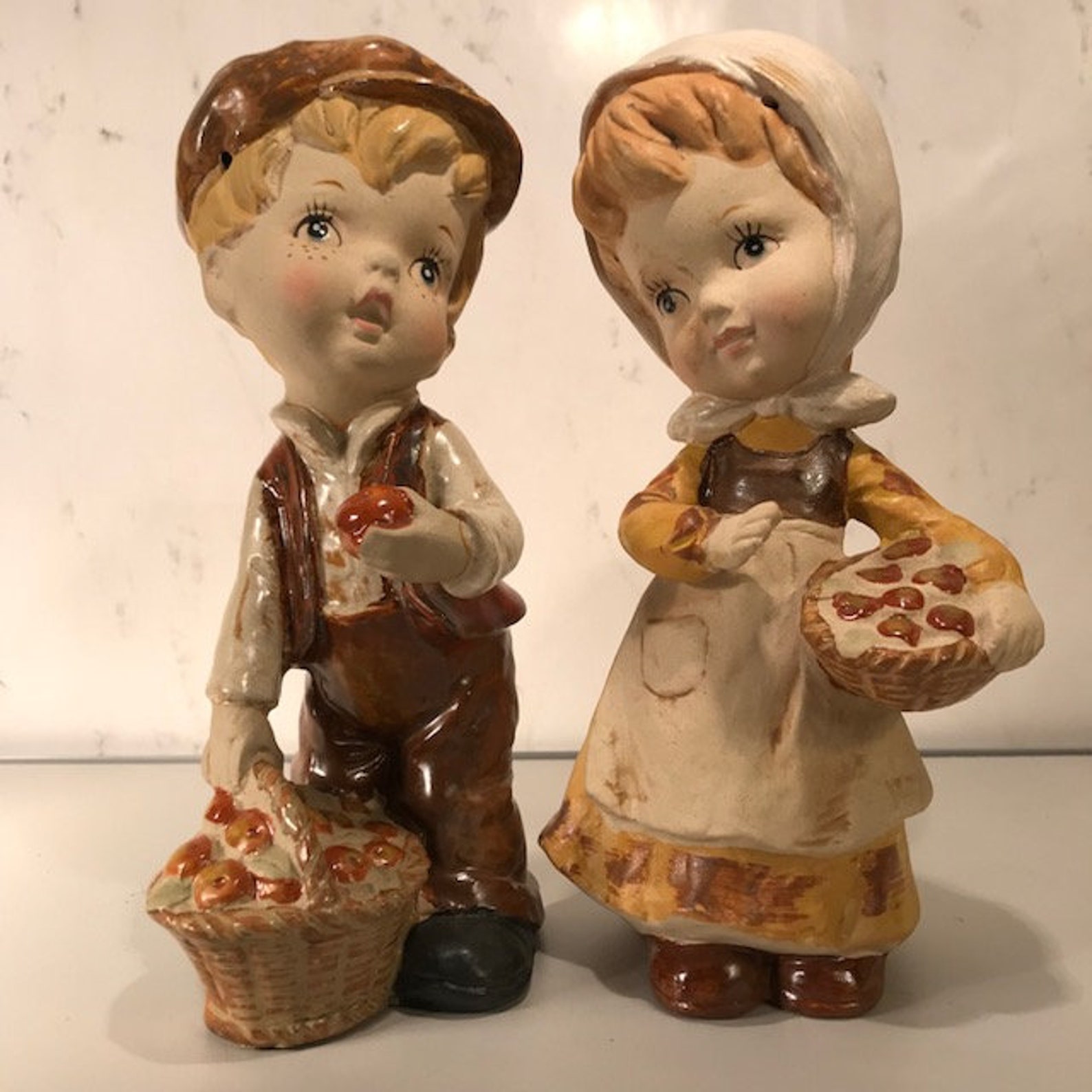 Japanese Hummel Style, Made in Japan, Country Boy and Girl, Basket of ...