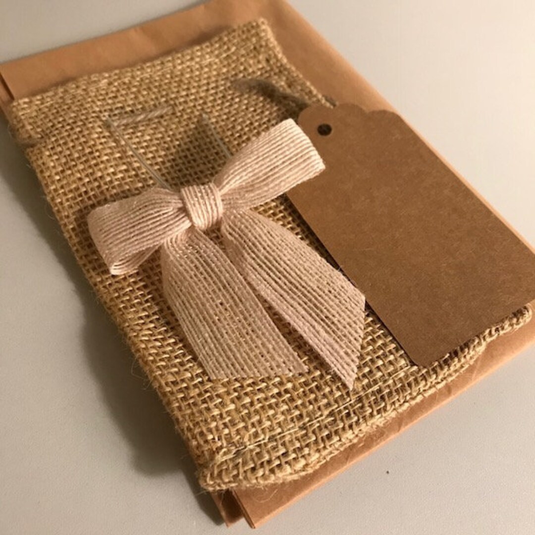 4 Pack of 4 X 6 Gift Packaging Kits, Four Complete Sets of Burlap Bags ...
