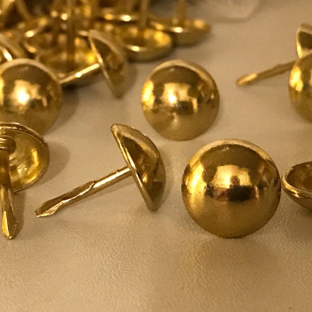 Qty: 150 Brass Plated Decorative Nails, Upholstery Hardware, 1/2 Inch ...