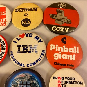 20 Computer Electronic Phone Pager Metal Pinback Buttons, Vintage Pun ...
