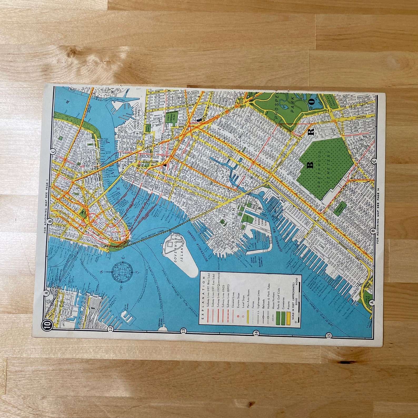 1945 New York City Map, Queens and Brooklyn Sections, Authentic NYC ...