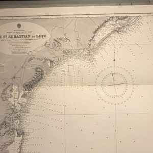 South Coast France and Spain Navigational Chart Hydrographic Map 1804 ...
