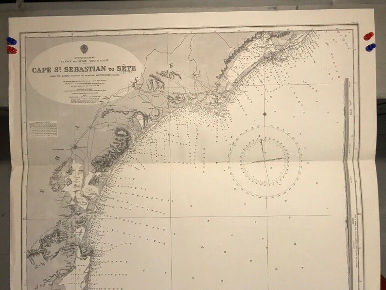 South Coast France and Spain Navigational Chart Hydrographic | Etsy