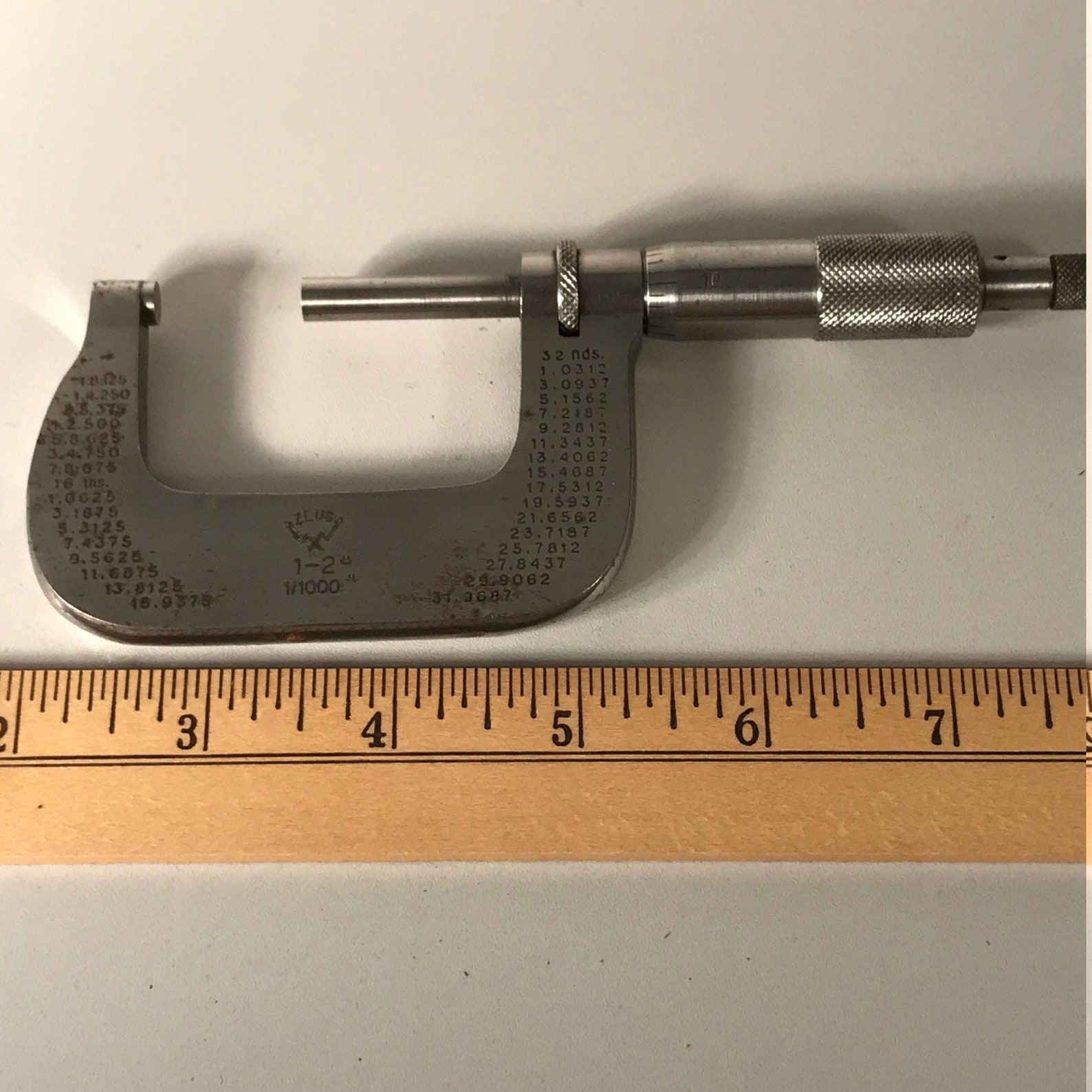 German Zeus Micrometer in Hard Box Case, 1 - 2 Inch, 1/10,000ths, Made ...