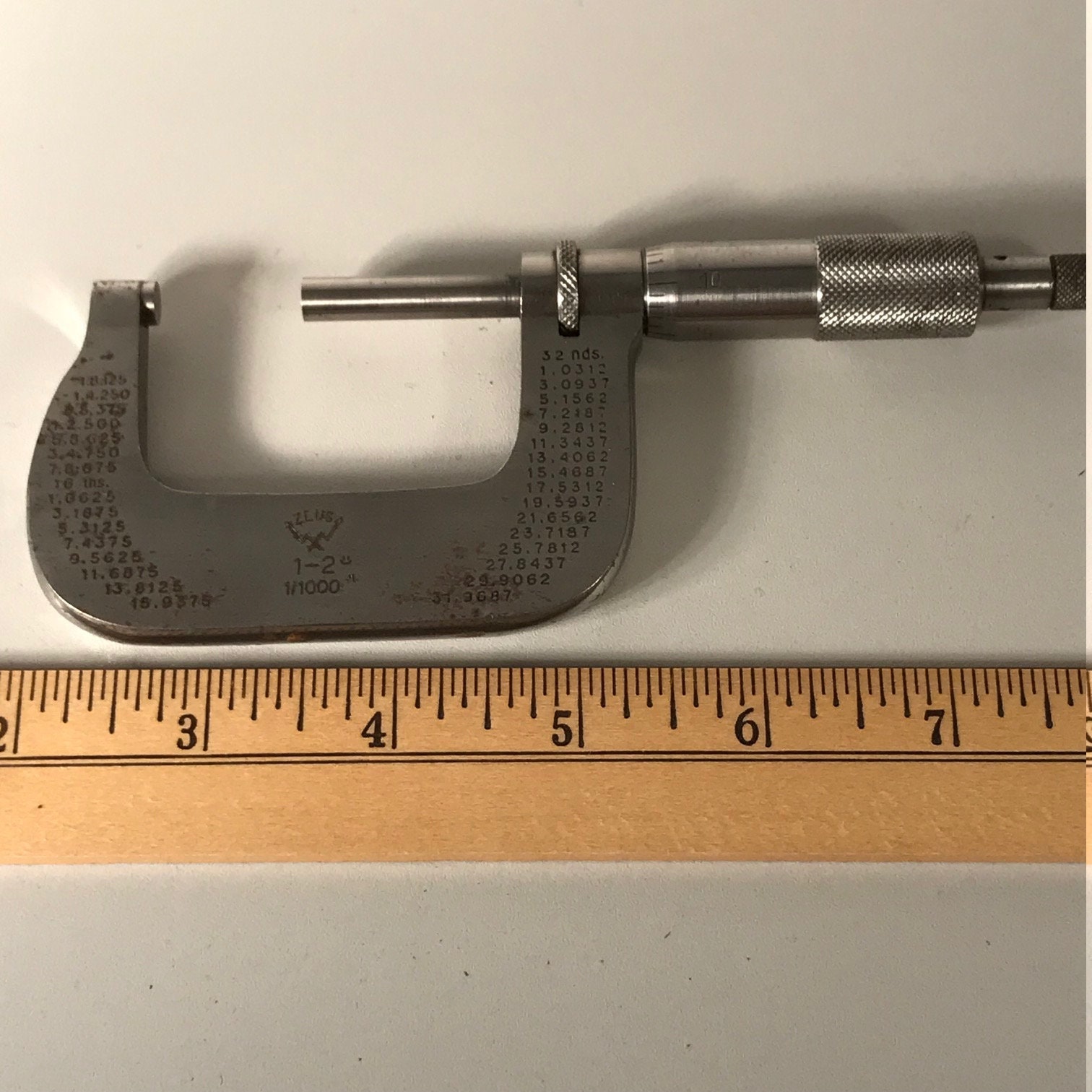 German Zeus Micrometer in Hard Box Case, 1 - 2 Inch, 1/10,000ths, Made ...