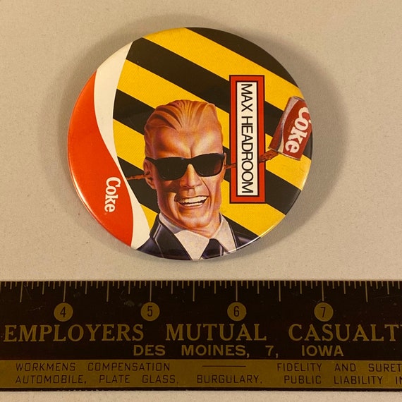 1986 Pinback Button Max Headroom Vintage 1980s Television - Etsy