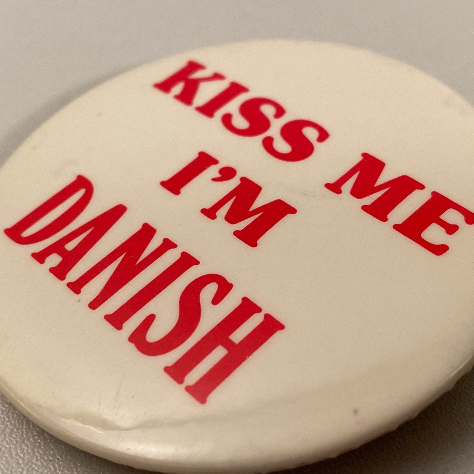 1970s Kiss Me I'm Danish Pinback Button Vintage 70s Danes | Etsy