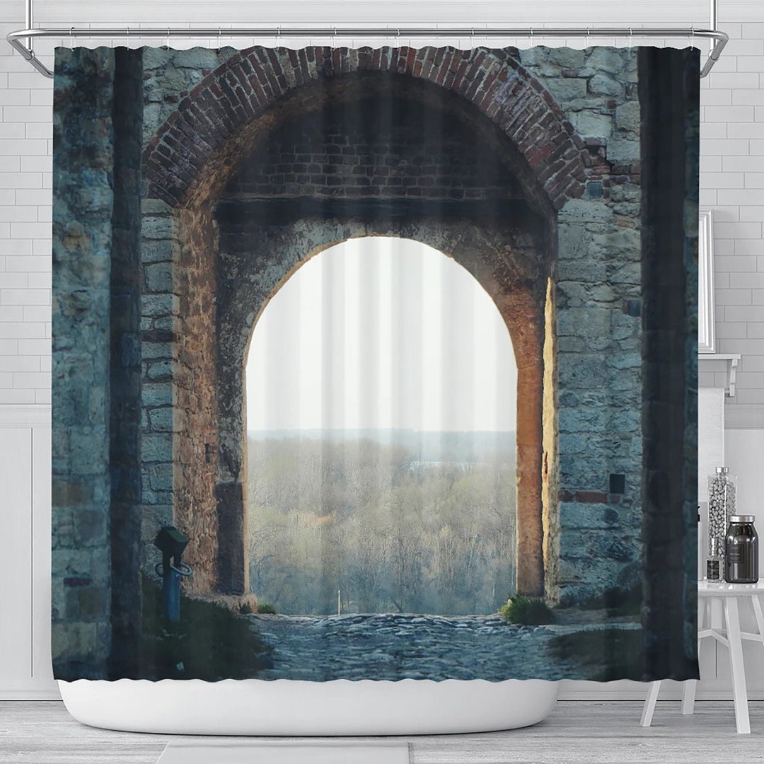 Castle Gate Shower Curtain, Bathroom Decor, Rock Wall, Home Decoration ...