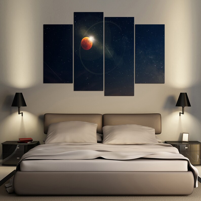 Lunar Eclipse Multi Panel Canvas Set Moon 5 Piece House Decor | Etsy
