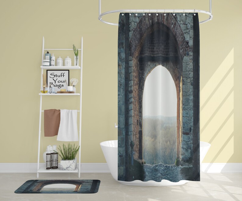 Castle Gate Shower Curtain Bathroom Decor Rock Wall Home - Etsy