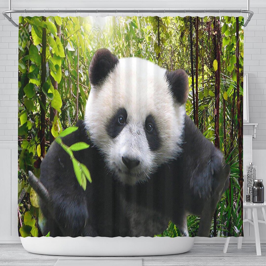 Panda Bear Shower Curtain, Bathroom Decor, Bamboo Jungle, Funny & Cute ...