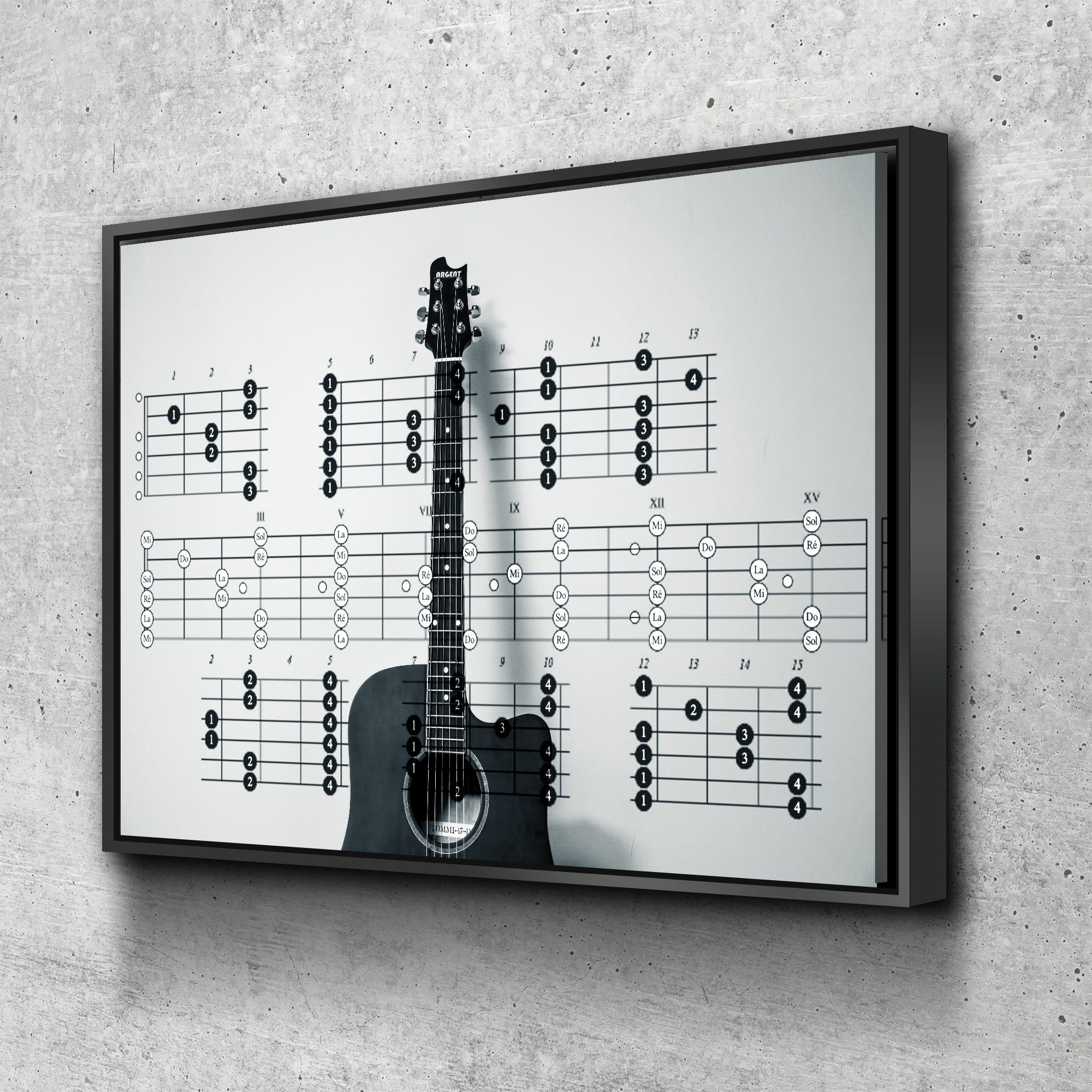 Guitar Chords Shadow Multi Panel Canvas Set Music Lover House - Etsy