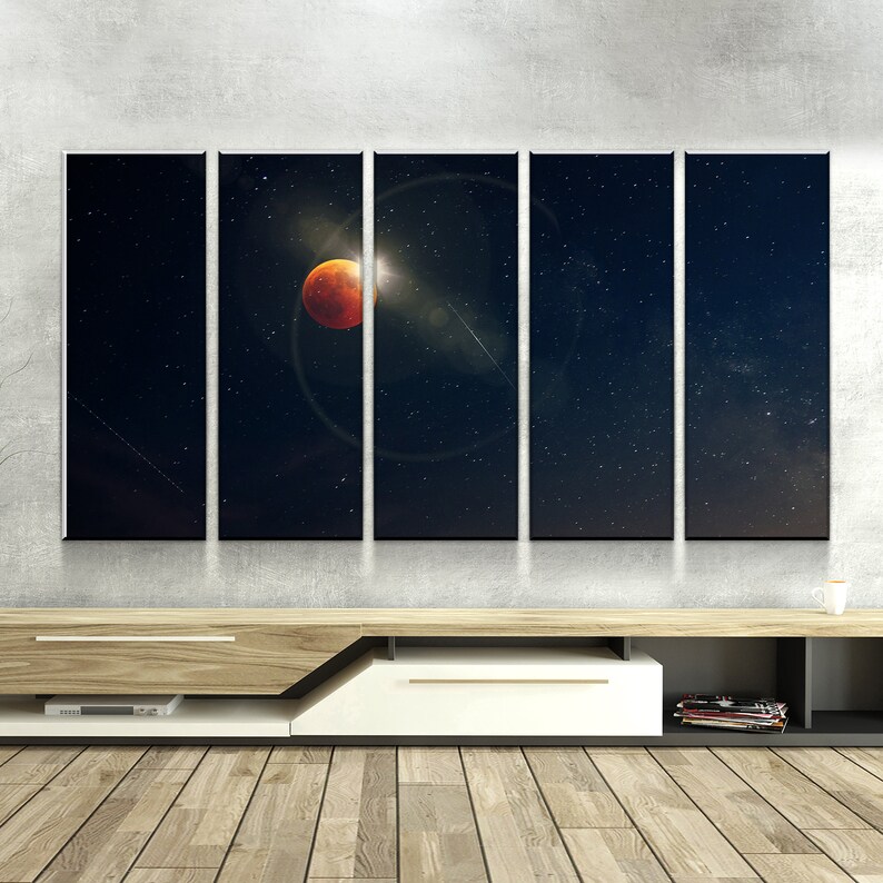 Lunar Eclipse Multi Panel Canvas Set Moon 5 Piece House Decor | Etsy