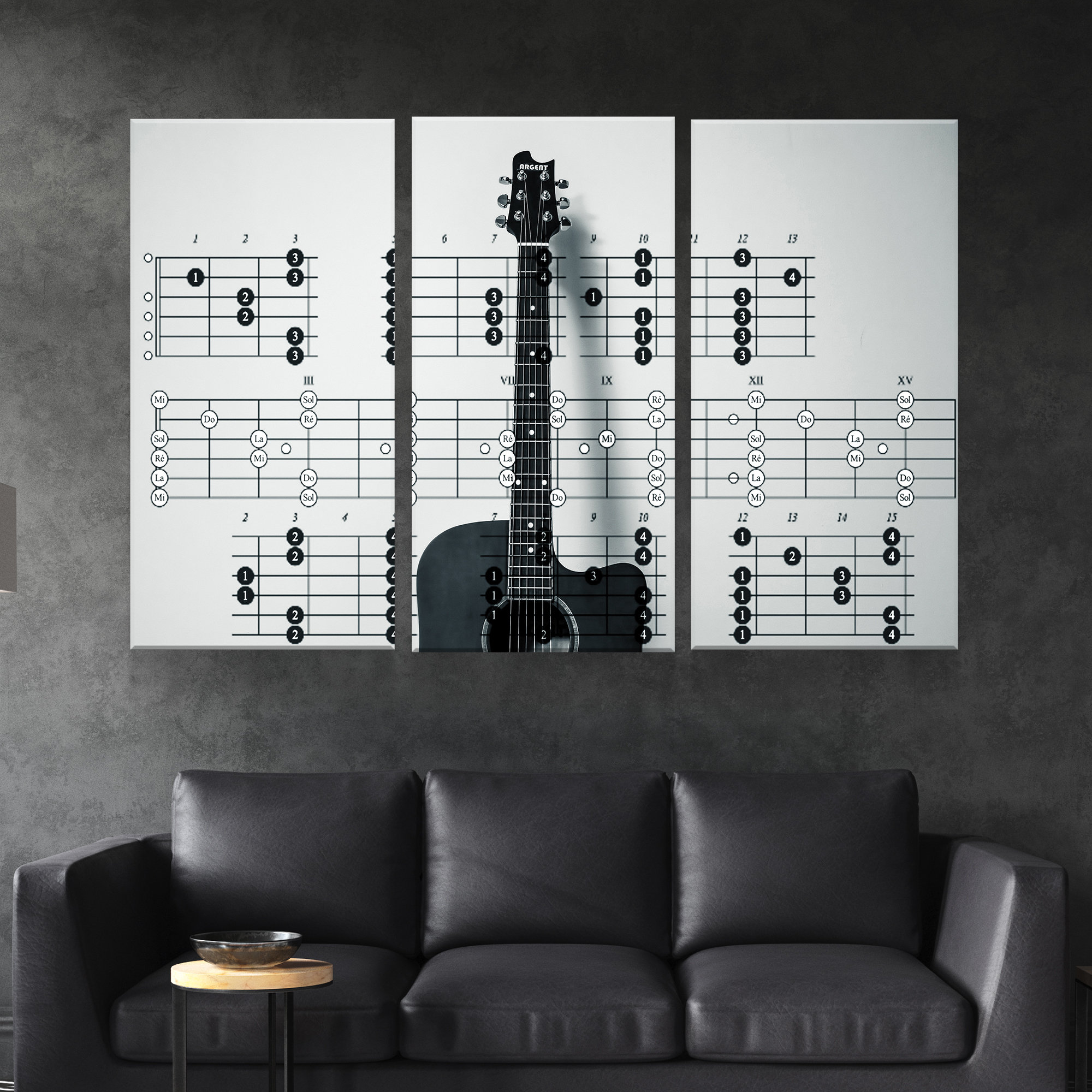 Guitar Chords Shadow Multi Panel Canvas Set Music Lover House - Etsy