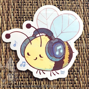 Bumble Beats - Chill Bee Vinyl Sticker - Etsy