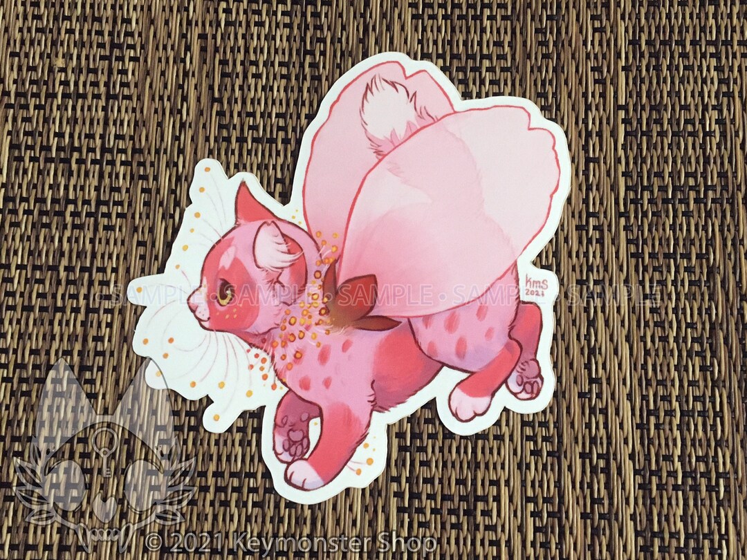 Cherry Blossom Kitten Vinyl Sticker - Etsy