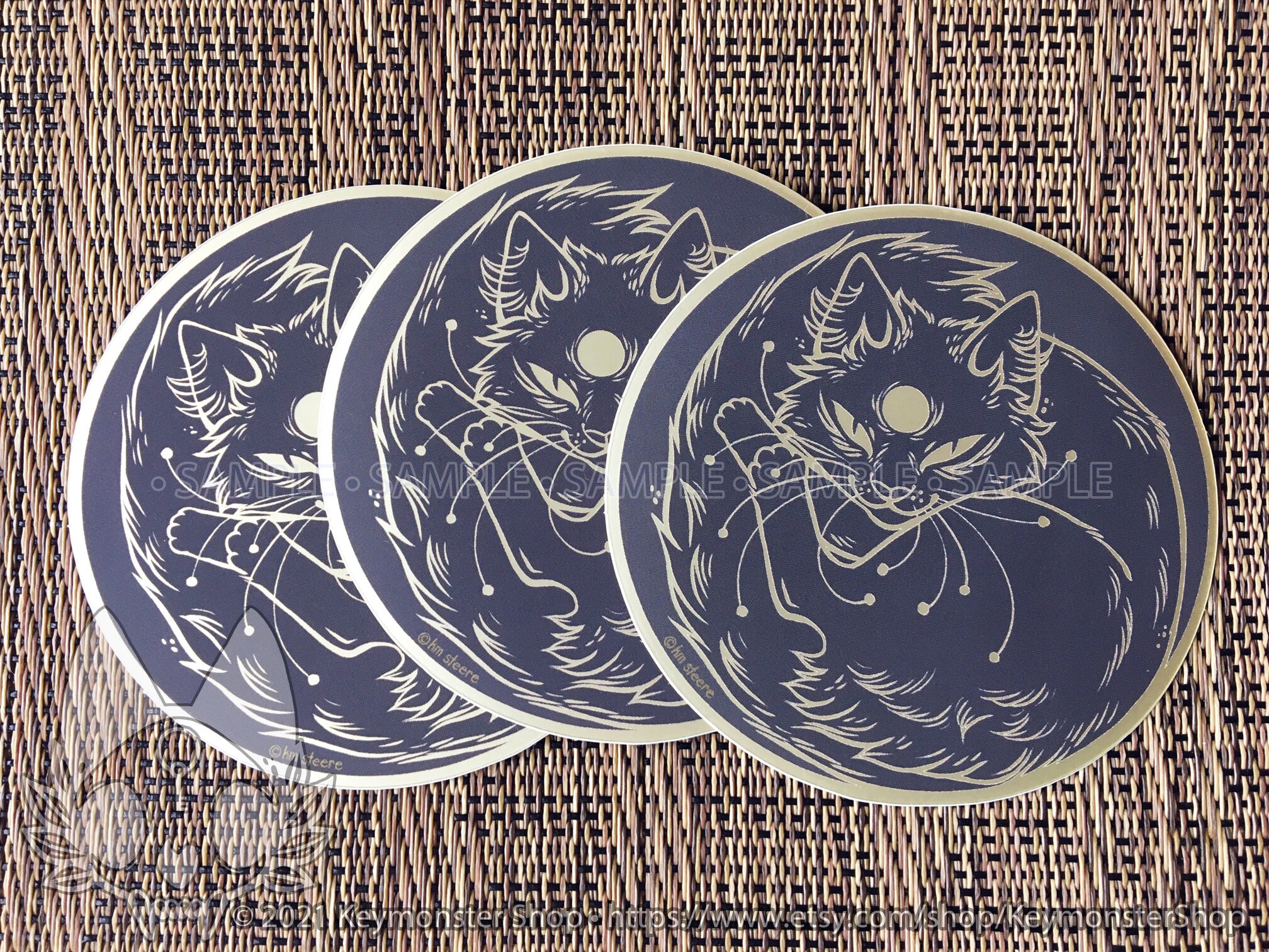 New Moon Cat Matte Vinyl Sticker - Etsy