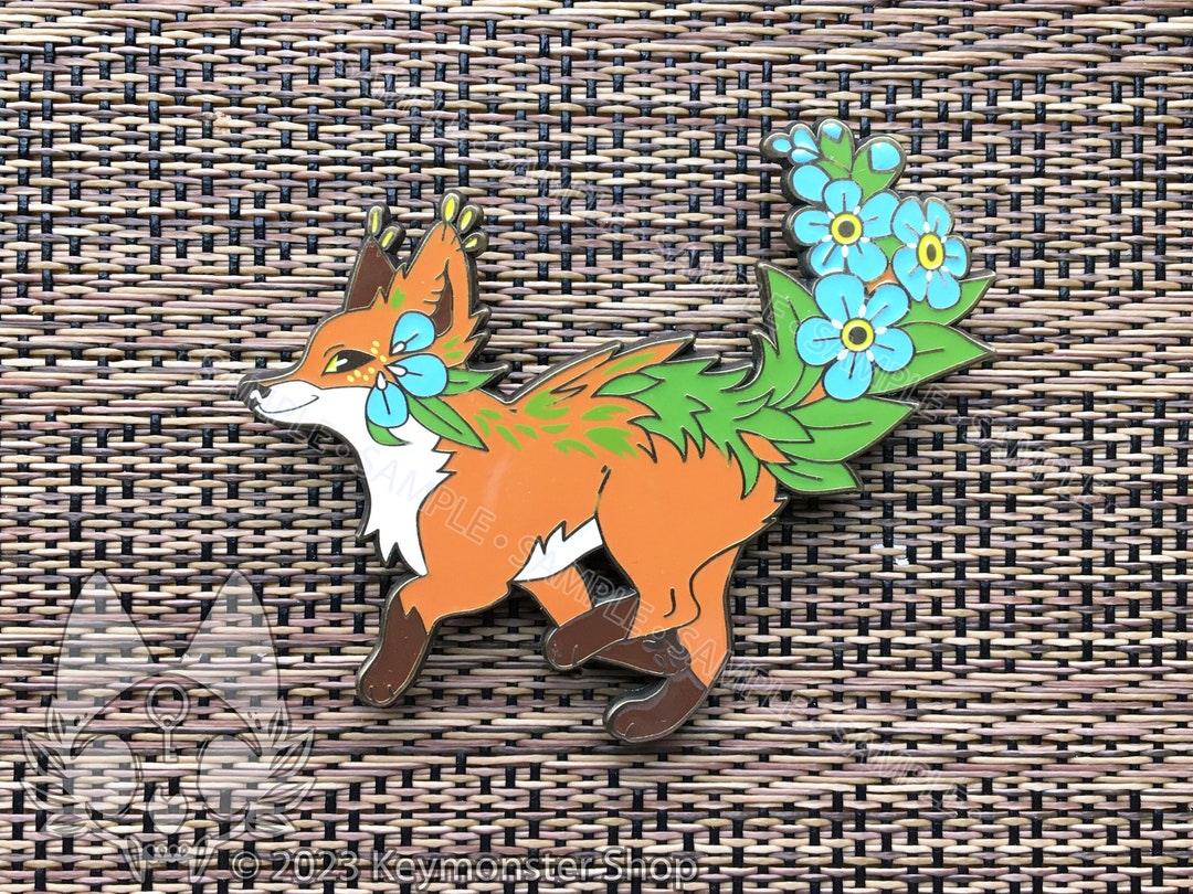 Forget-me-nots Fox Enamel Pin - Etsy