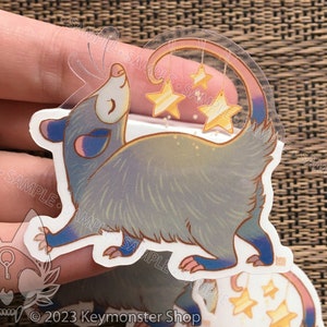 Star Opossum Clear Vinyl Sticker - Etsy