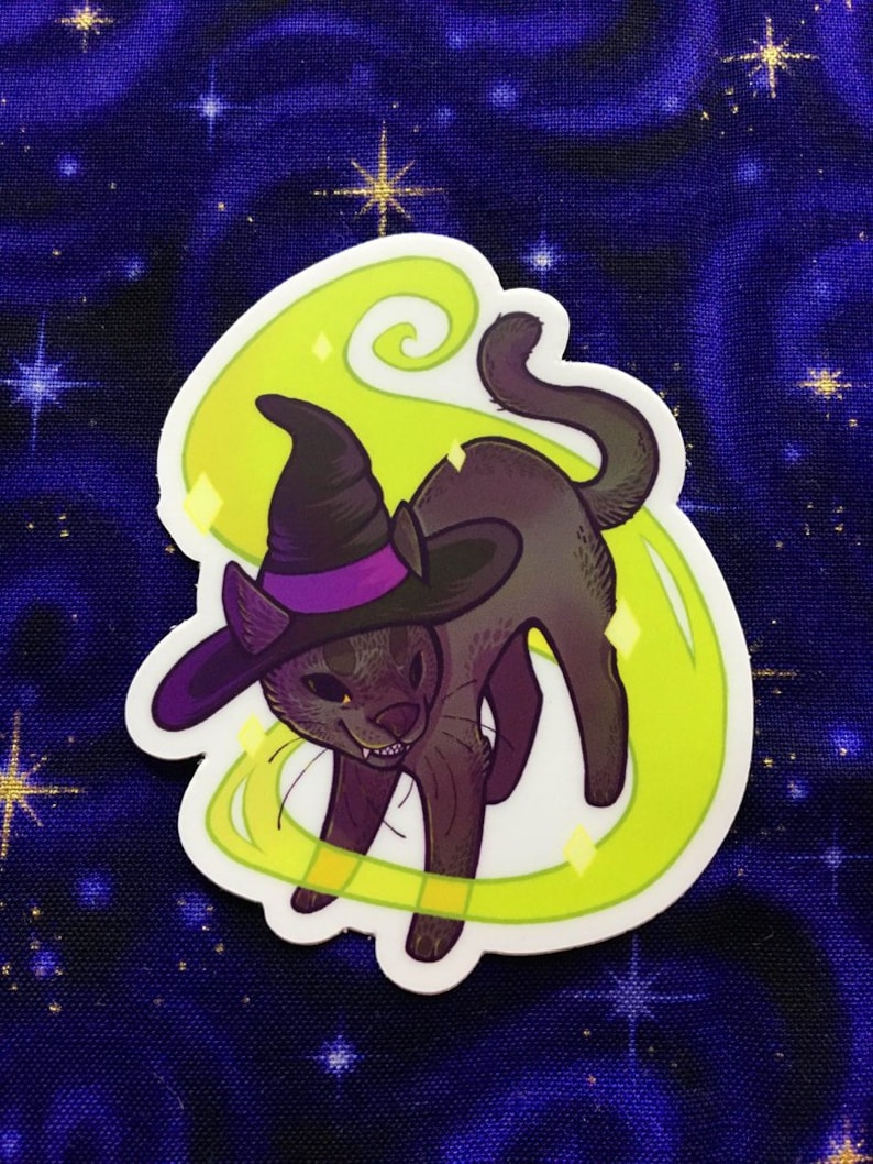 Black Cat Magic Vinyl Sticker - Etsy