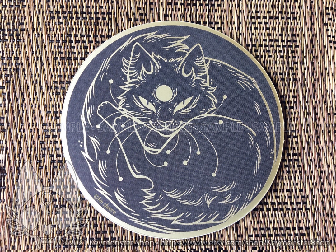 New Moon Cat Matte Vinyl Sticker - Etsy