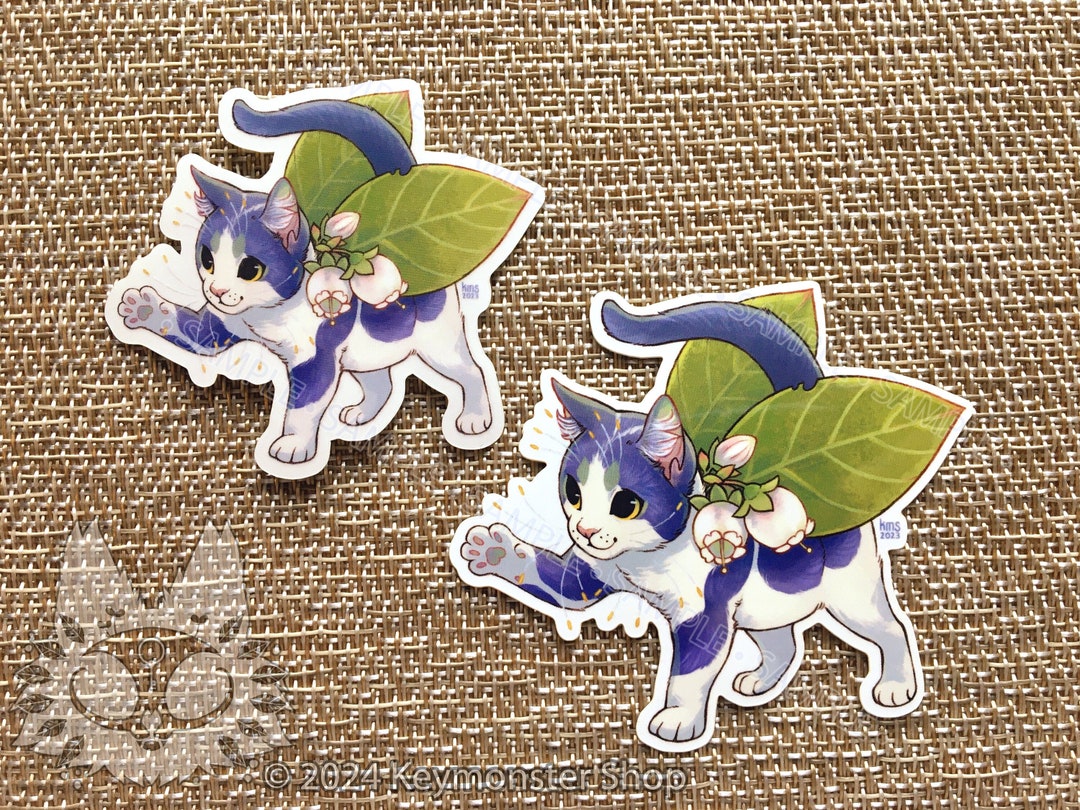 Blueberry Blossom Kitten - Vinyl Stickers - Etsy