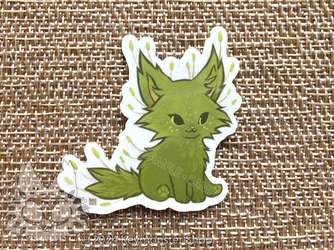 Cute Little Moss Kitten Clear Vinyl Sticker - Etsy