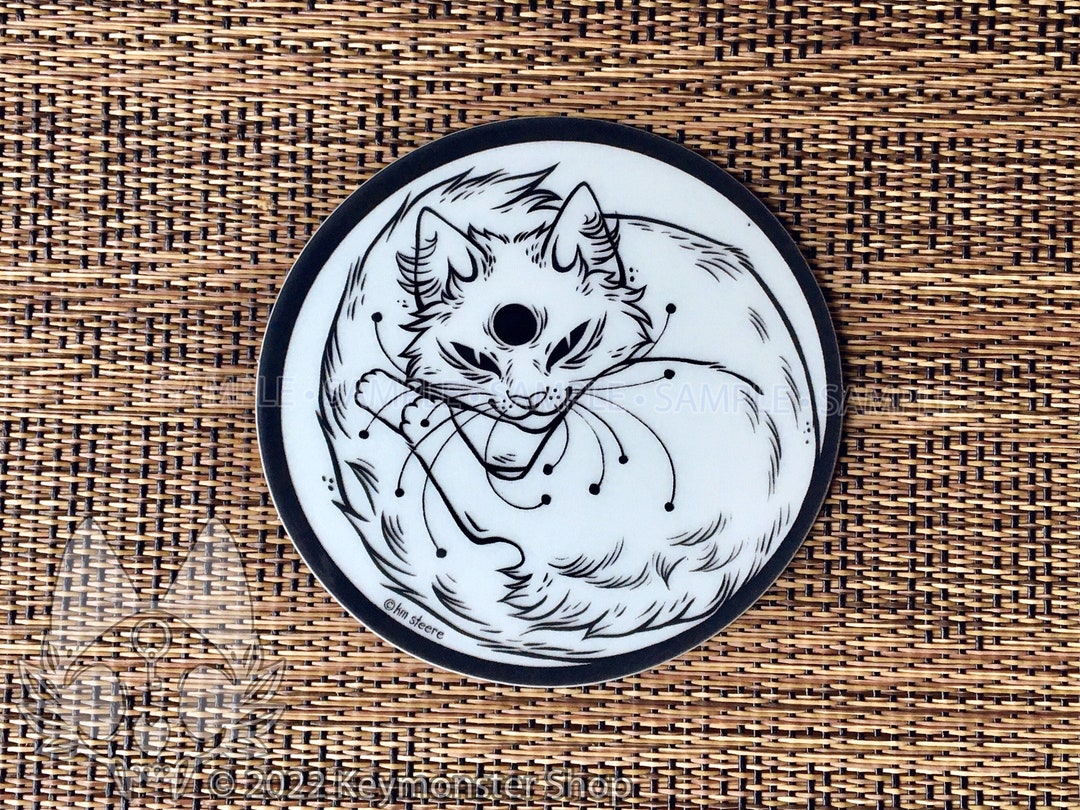 New Moon Cat Glow-in-the-dark Vinyl Sticker - Etsy