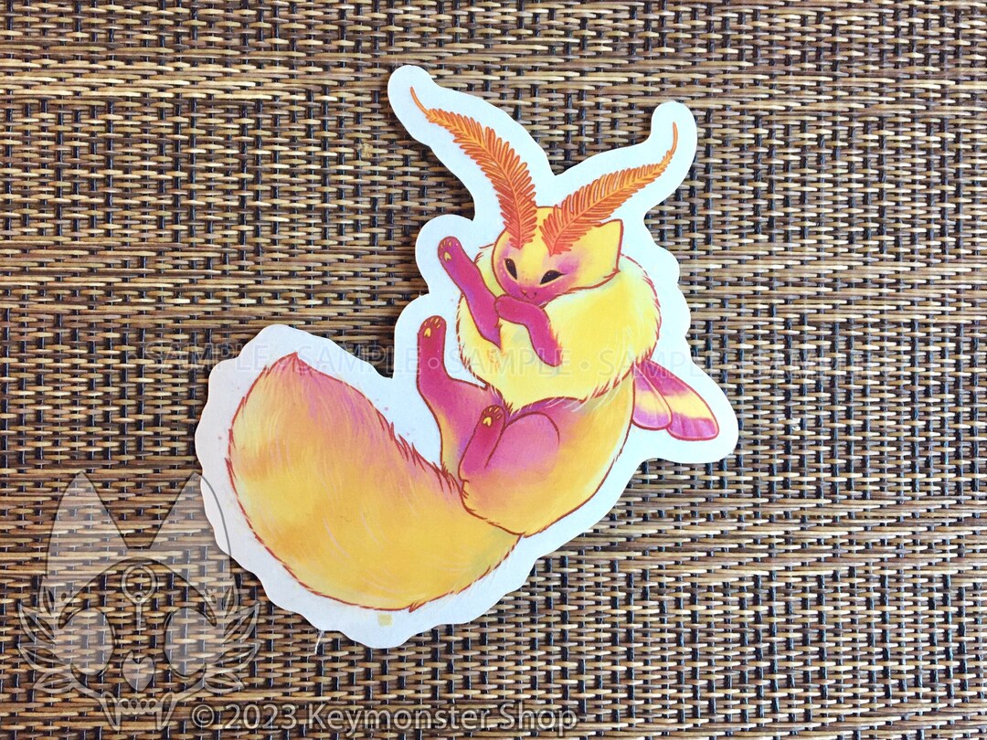 Rosy Maple Moth Kitten Clear Vinyl Sticker - Etsy