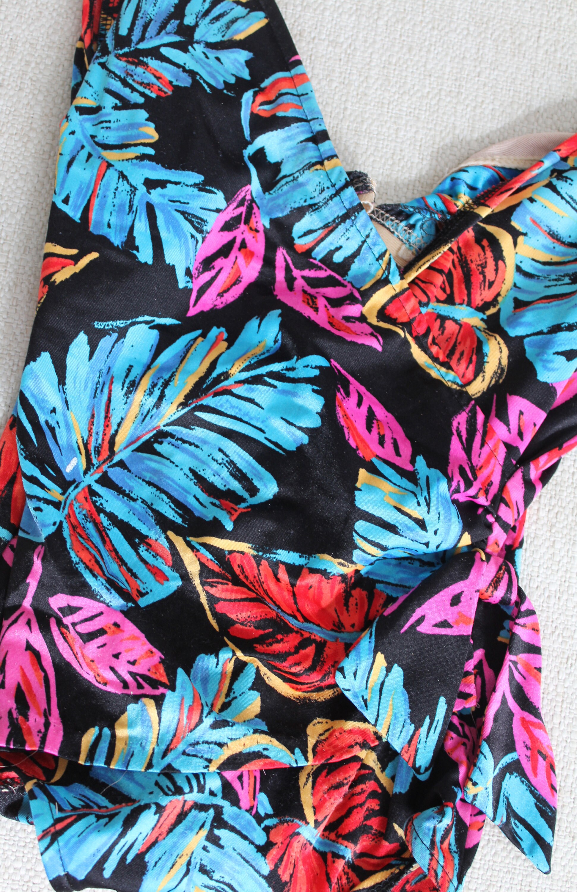 Tropical Botanical Leaf One Piece V-neck Low Back Bathing Suit - Etsy