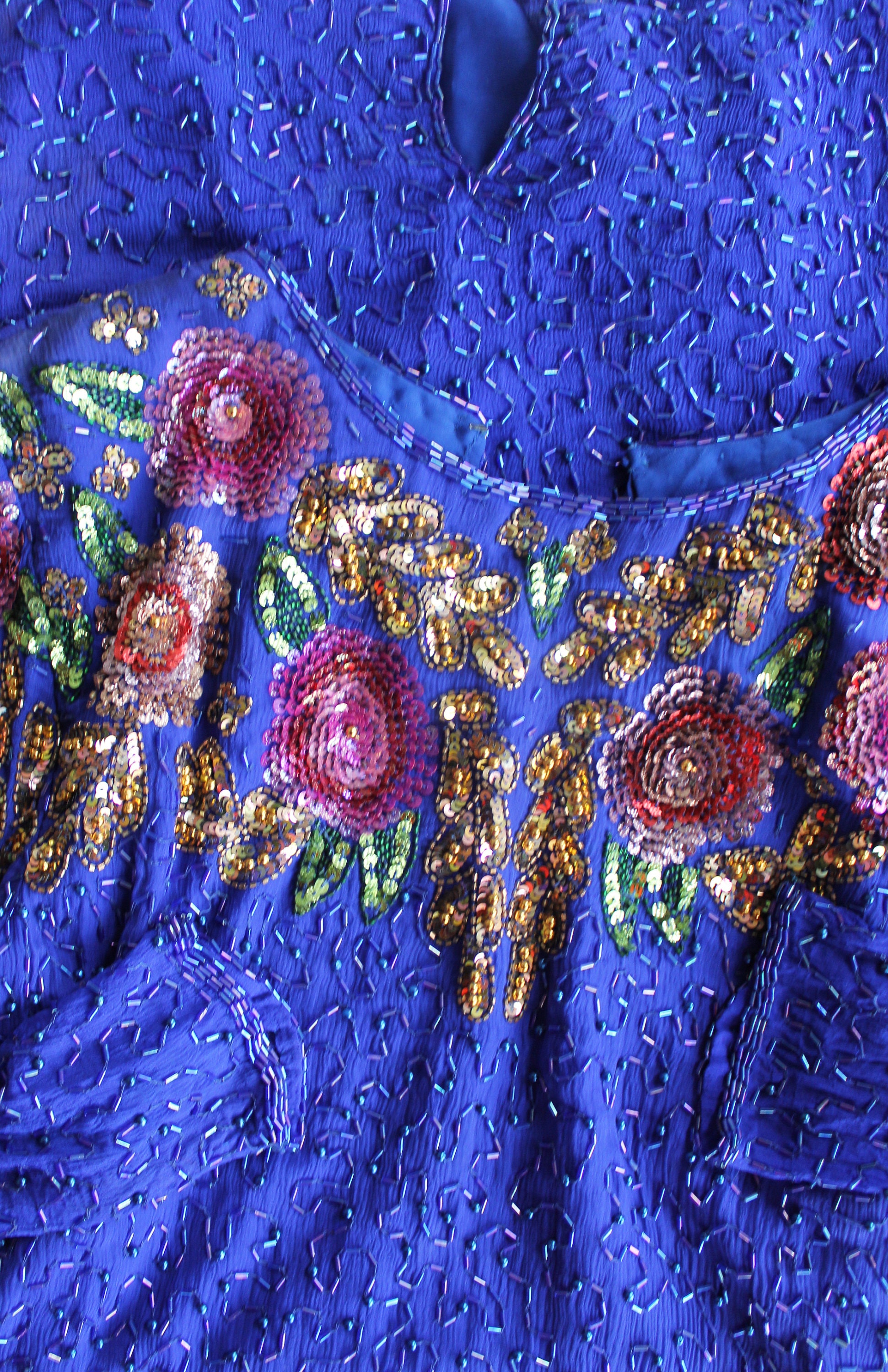 Bright Blue Floral Beaded Dress | Etsy