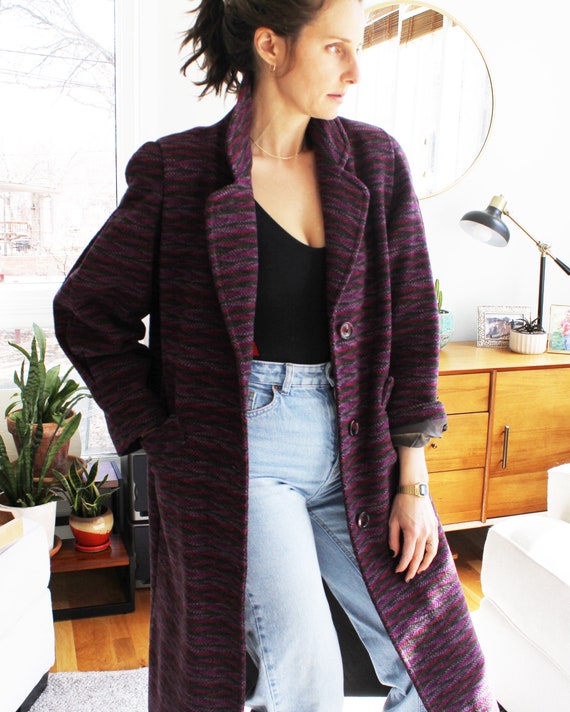 Vintage Purple Woven Southwest Pattern Overcoat from … - Gem