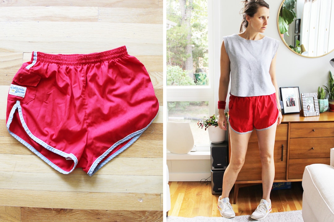 Retro Red Track Shorts | Medium 1980s Running Shorts - Etsy