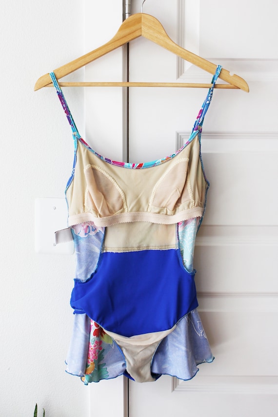 1990s Vibrant Floral Skirted One Piece Bathing Suit - Gem