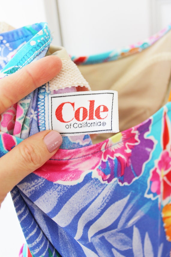 1990s Vibrant Floral Skirted One Piece Bathing Suit - Gem