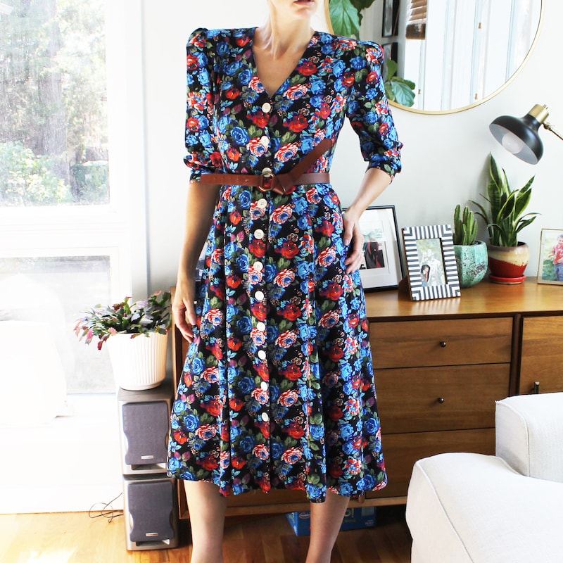 90s Floral Dress - Etsy