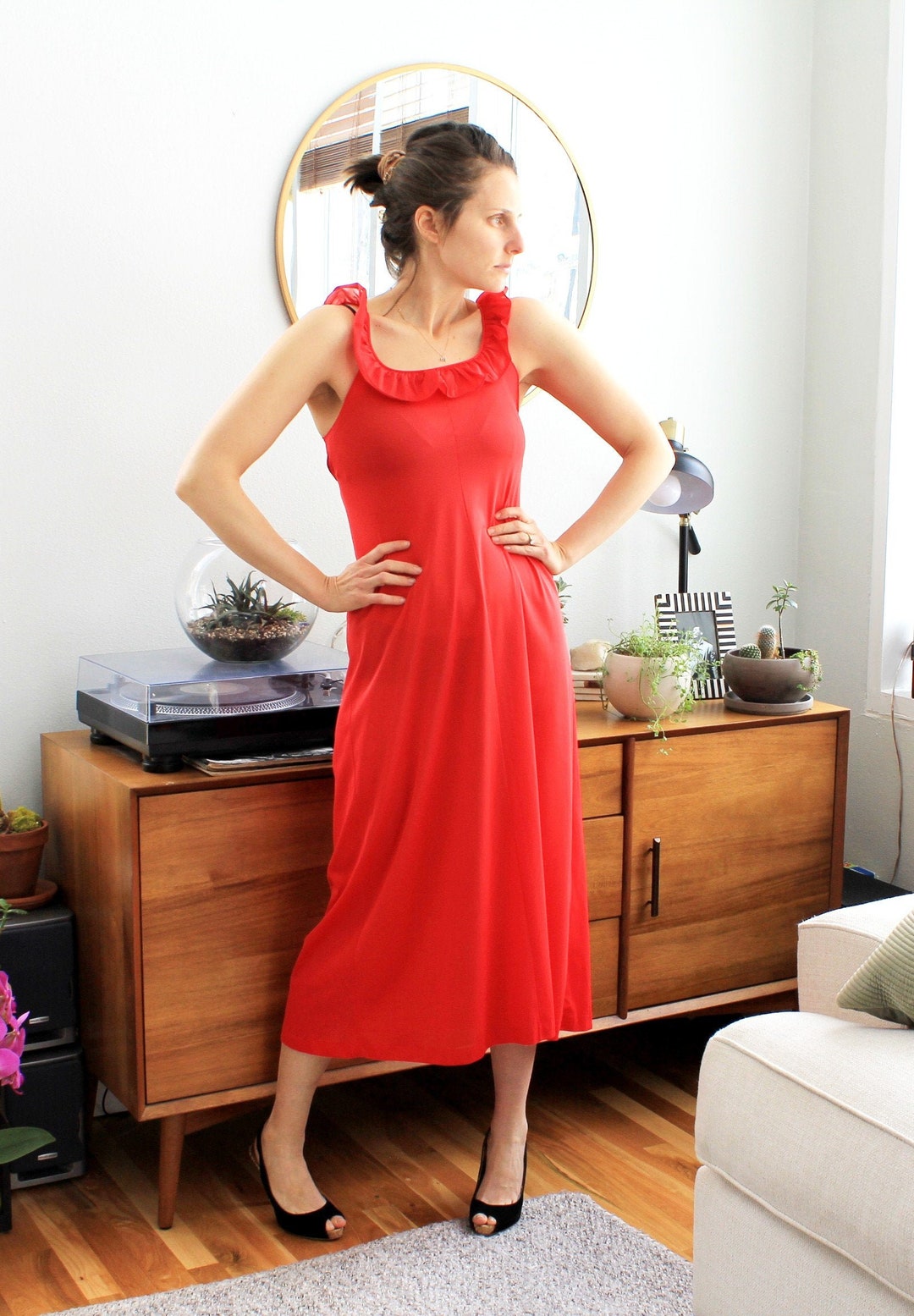 Vintage Sheer Red Ruffle Nightie - Etsy