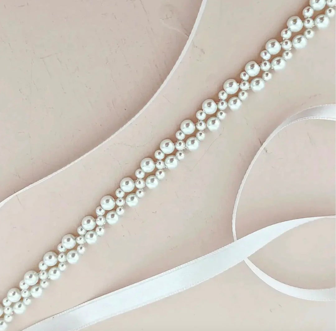 Handcrafted Pearl Bridal Belt: Beaded Wedding Dress Sash - Etsy