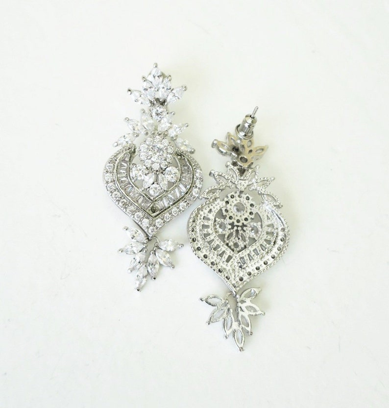 Simulated Diamond Cluster Earrings Vintage Bridal Earrings - Etsy