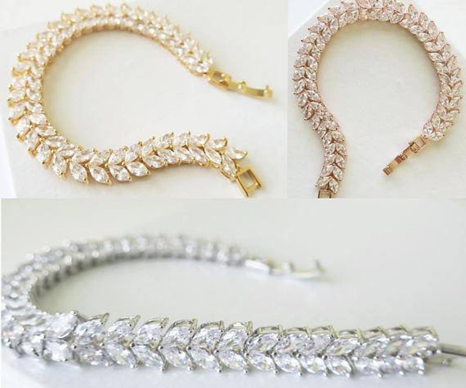 Crystal Wedding Bracelet AAA Cubic Zirconia Bridal Bracelet - Etsy