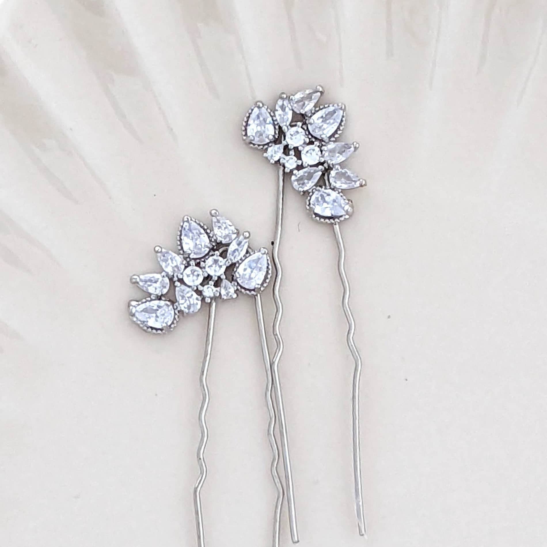 Set of 2 Crystal Hair Pins, Updo Hair Clip, Bridal Hair Pins Wedding ...