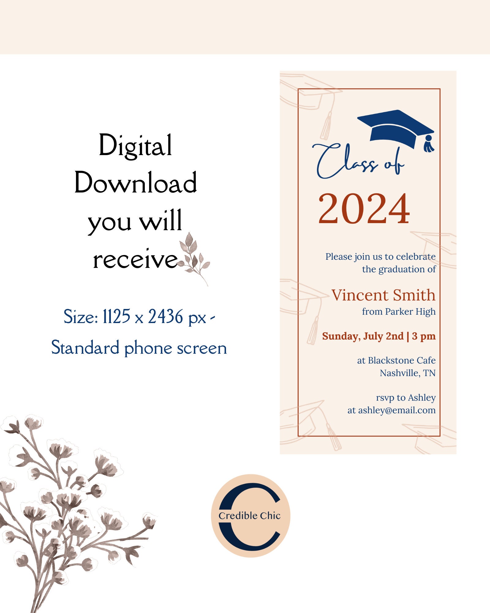 Graduation Party 2024 Electronic Grad Invitation 2024 College Grad ...