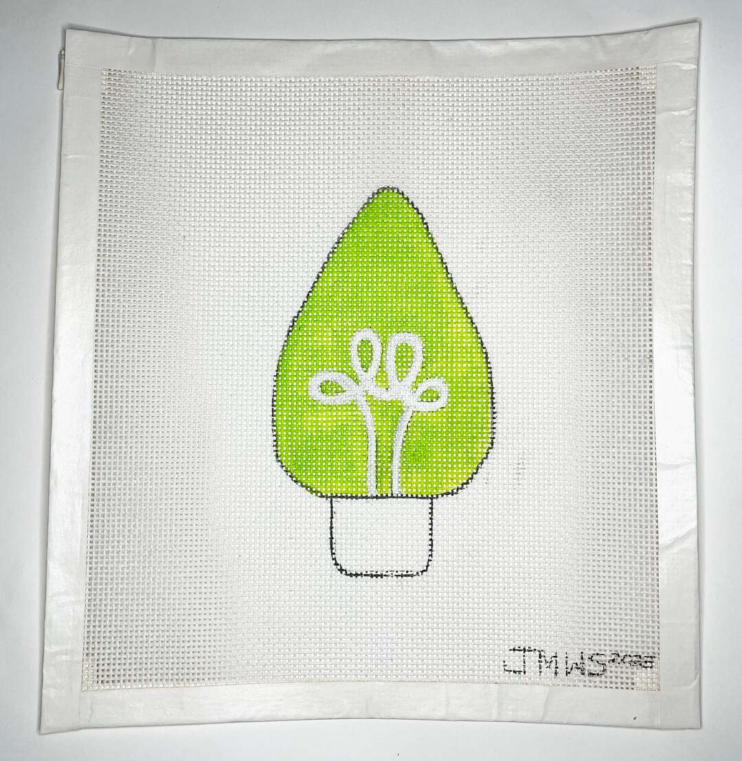 Electric Lime Holiday String Light Bulb Hand Painted Needlepoint Canvas ...