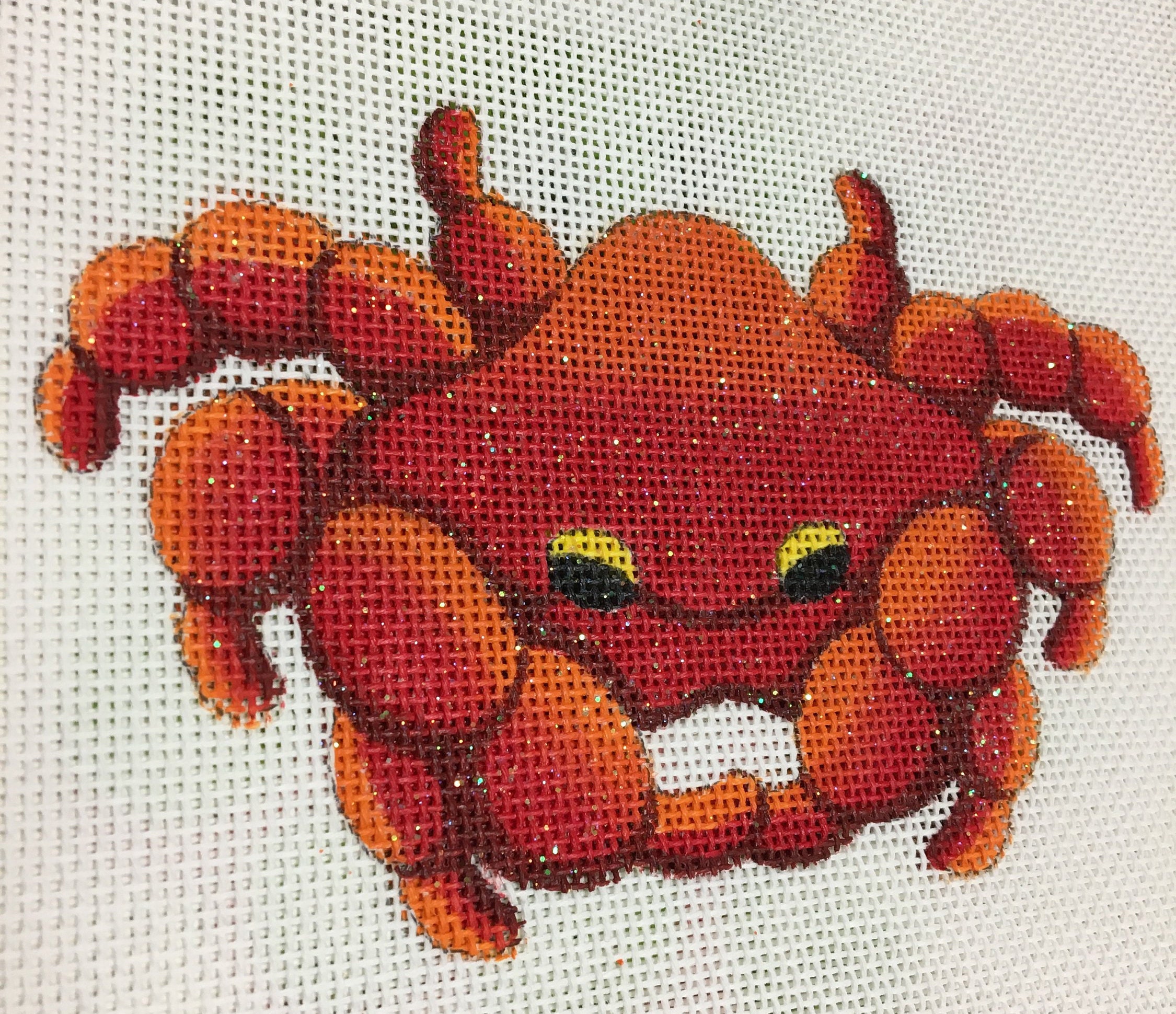 Sparkle Red Crab Hand Painted Needlepoint Canvas Design - Etsy