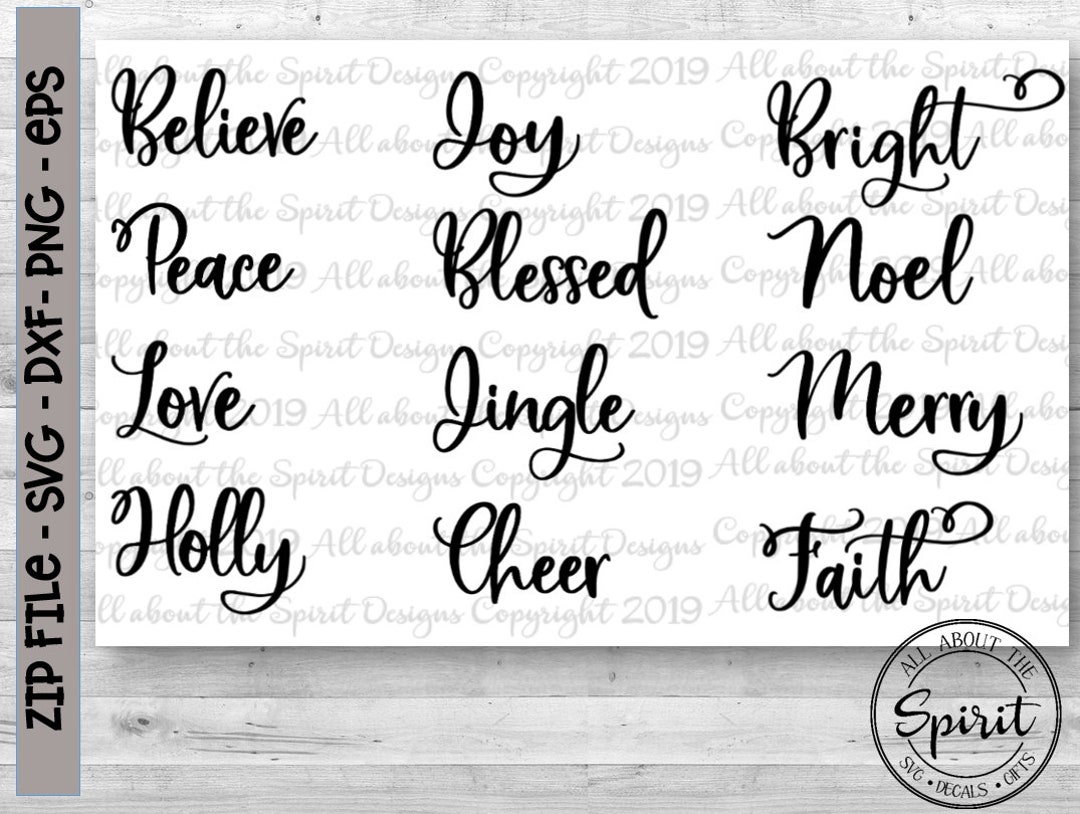 Christmas Ornament SVG: Script Words Cut Files (digital Download) - Etsy