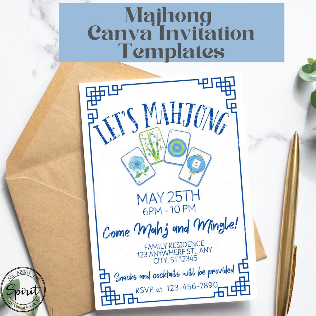 Let's Mahjong Party Invitation, Mahj and Mingle Invitation, Canva ...
