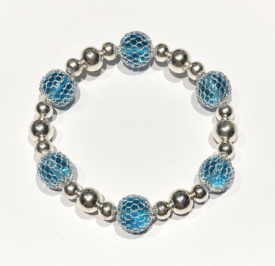 Blue Crystal and Sliver Bracelet - Etsy UK